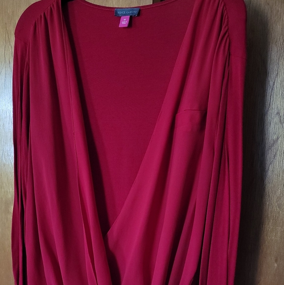Vince Camuto | Tops | Vince Caputo Red Open Front Top Jersey Knit ...
